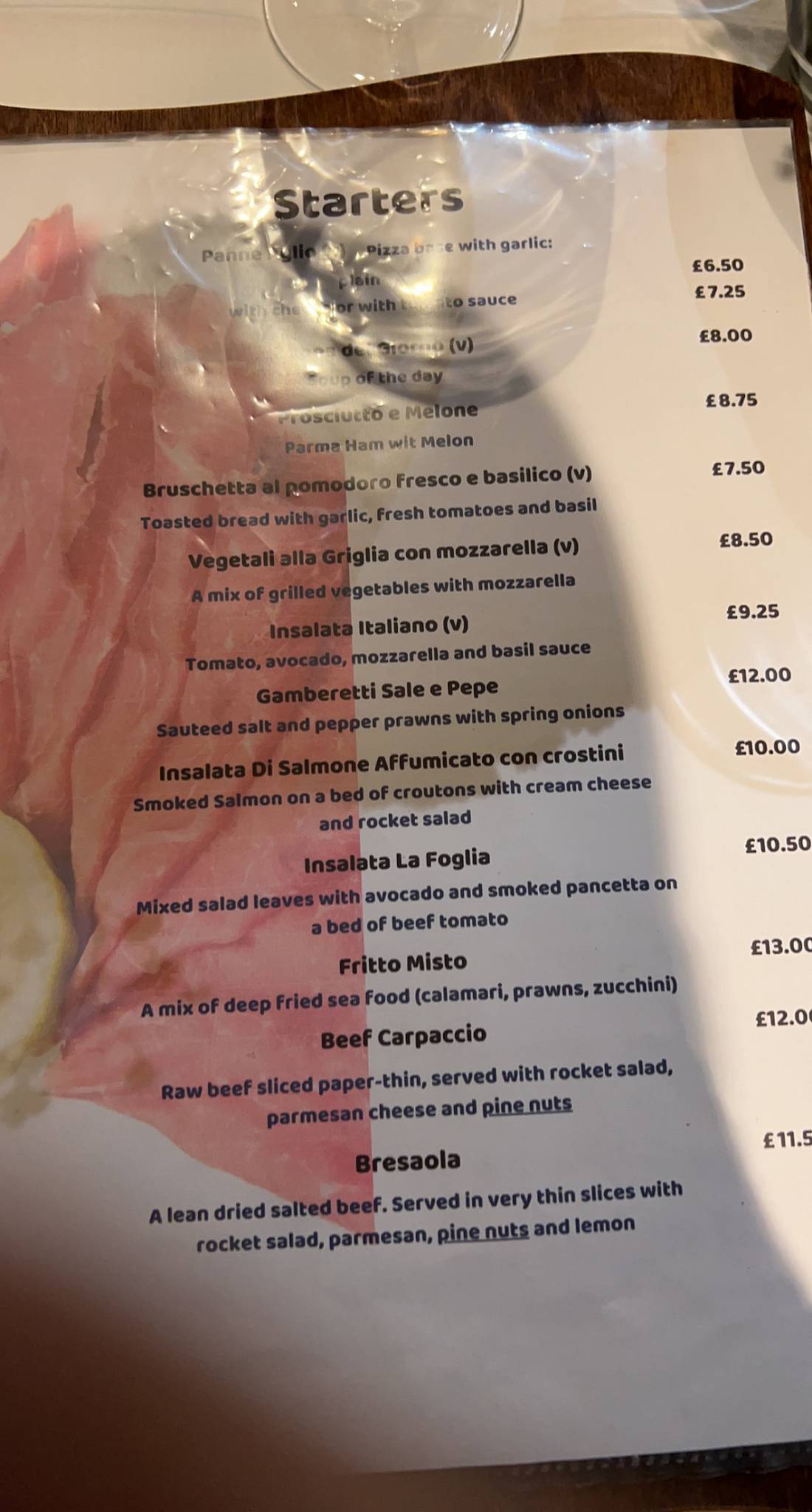 Menu at La Foglia - Italian Restaurant, Banbury