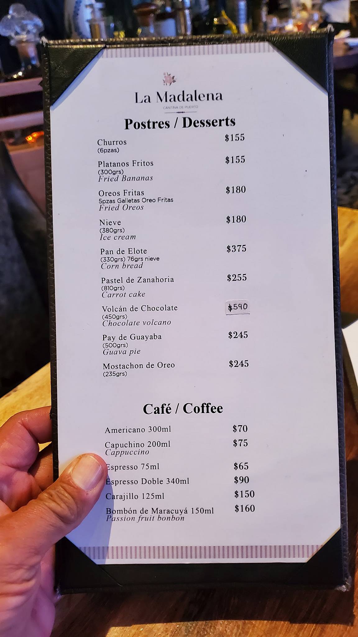 Menu at La Madalena steakhouse, Puerto Vallarta, Av. Francisco Medina ...