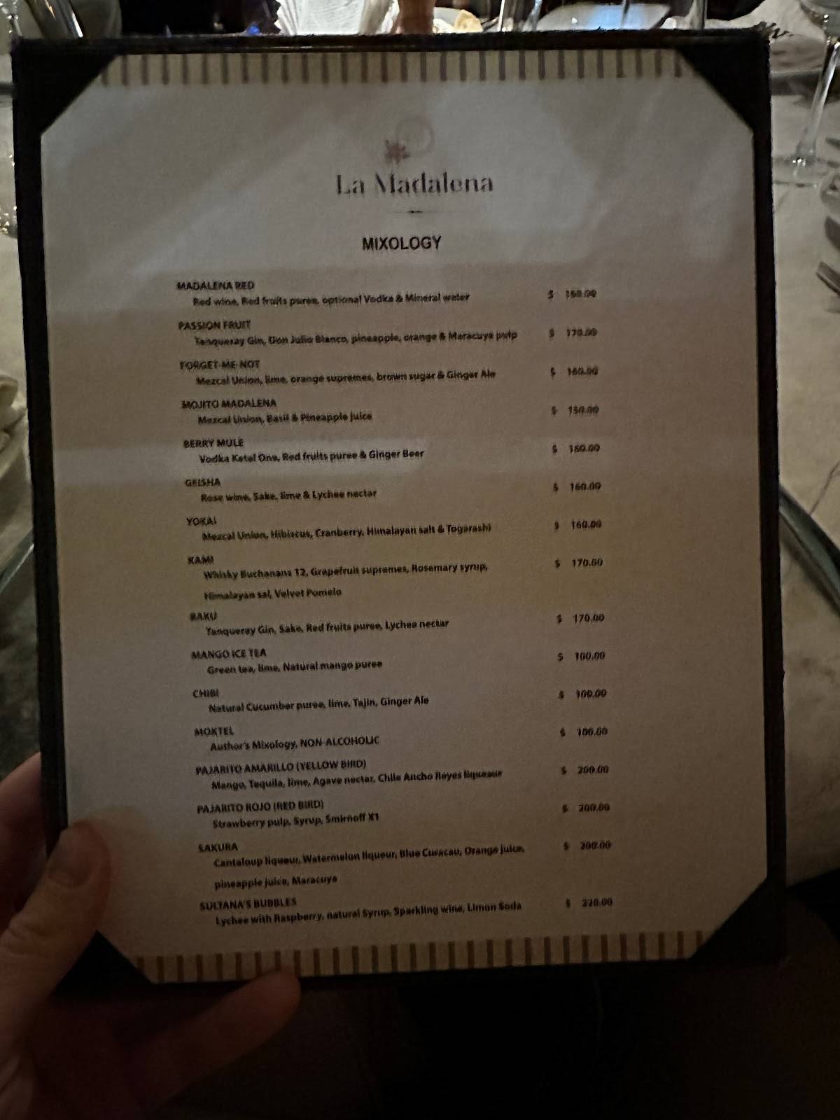 Carta del restaurante La Madalena Guadalajara, Zapopan