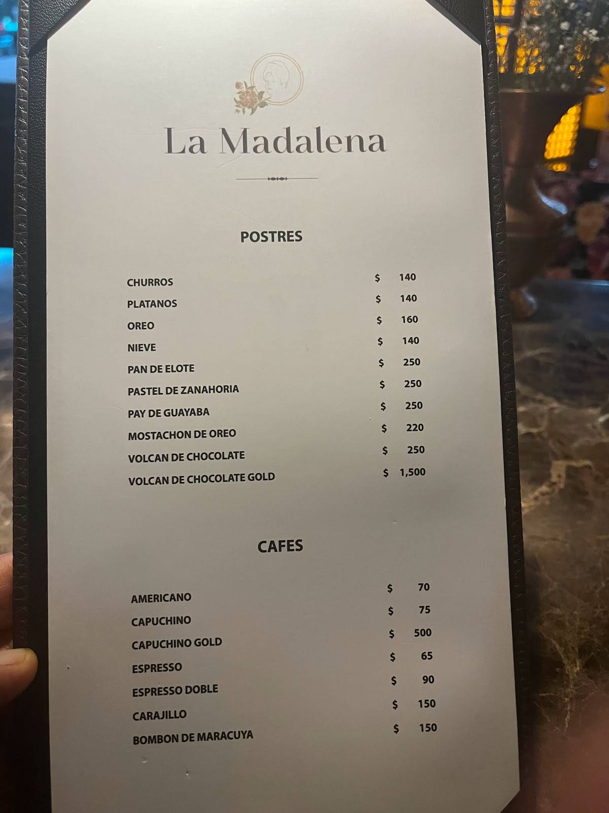 Carta del restaurante La Madalena Guadalajara, Zapopan