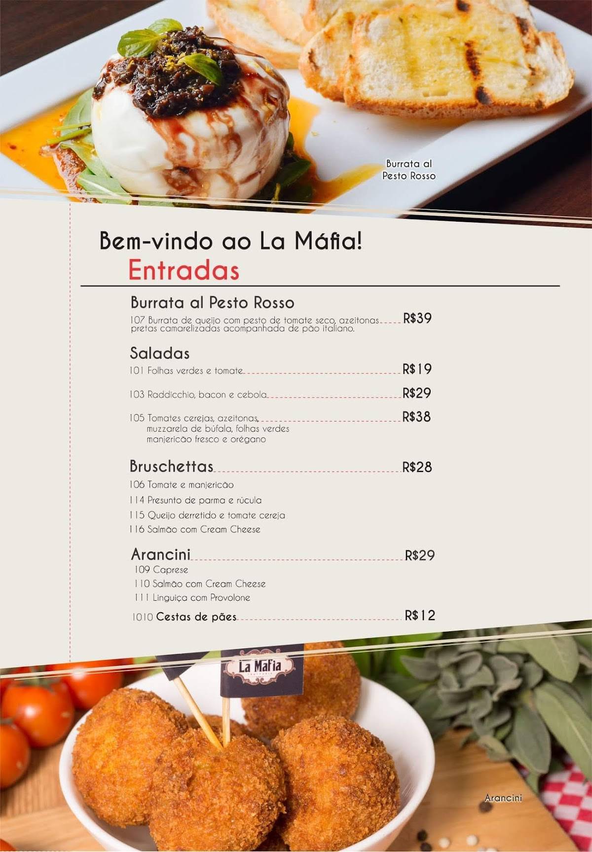 Menu em La Máfia Trattoria restaurante, Cascavel