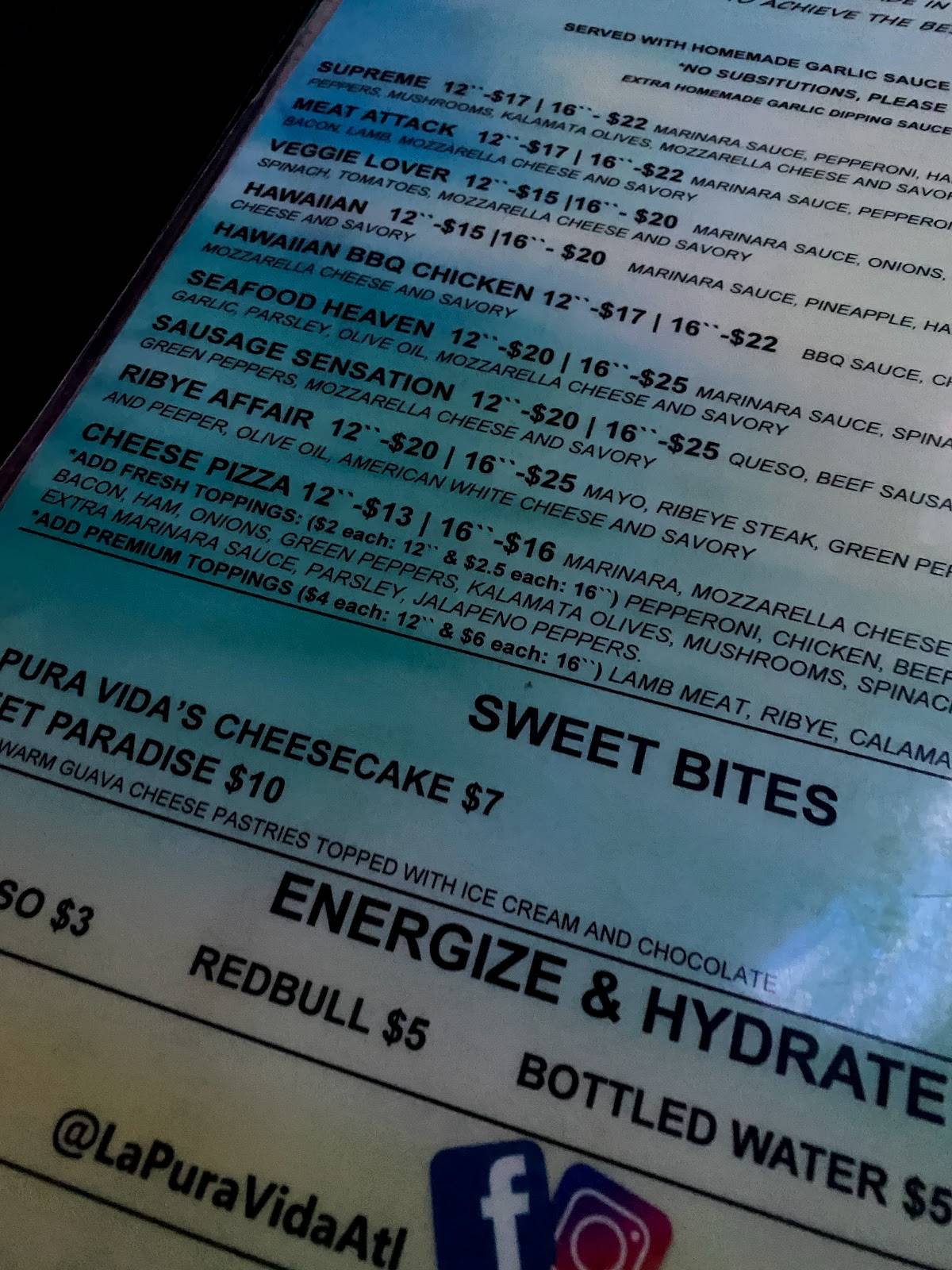 Menu at La Pura Vida pub & bar, Smyrna, Windy Hill Rd #1