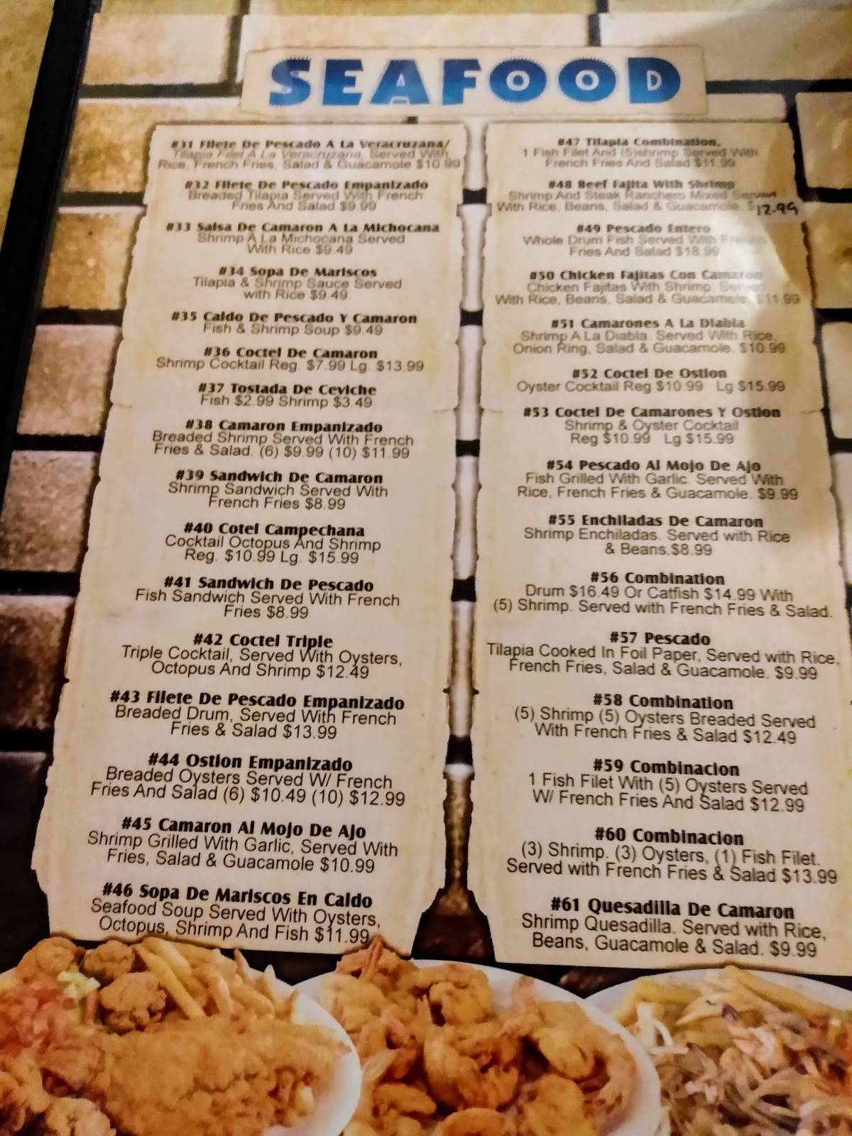 Menu at La Ribera restaurant, Corpus Christi, Morgan Ave