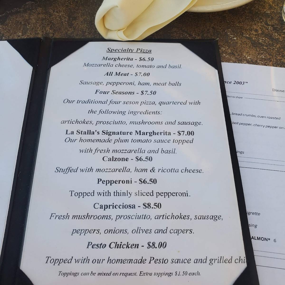 Menu at La Stalla Cucina Rustica pizzeria, Phoenix, E Warner Rd