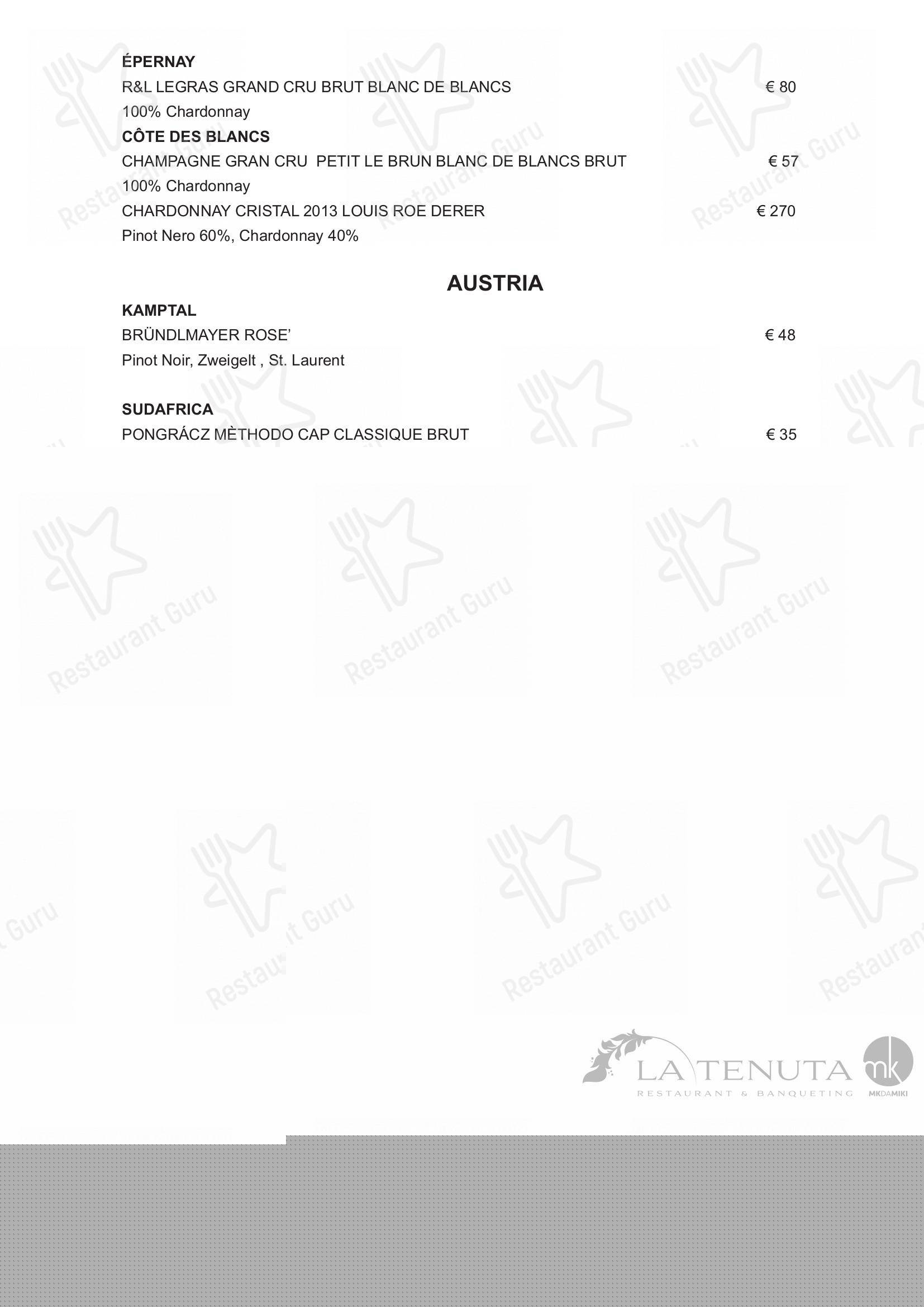 Menu da La Tenuta MK ristorante, Breganze