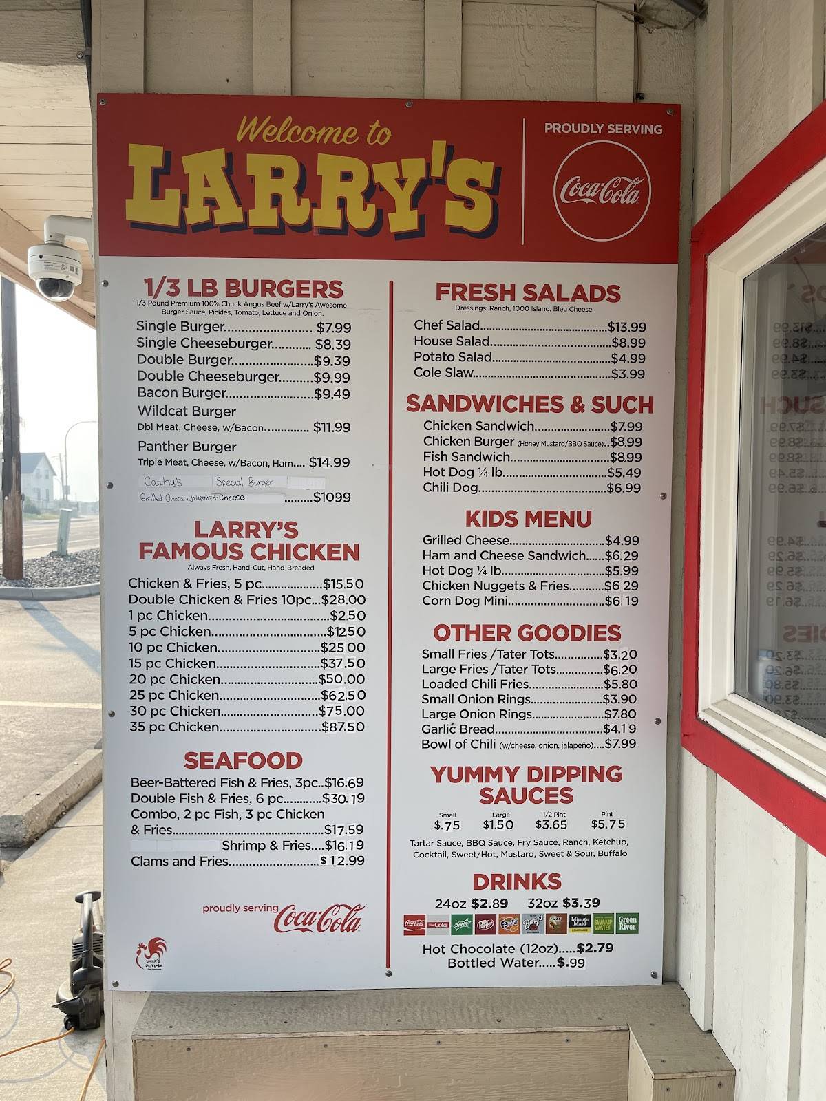 Menu at Larry's Drive In fast food, East Wenatchee