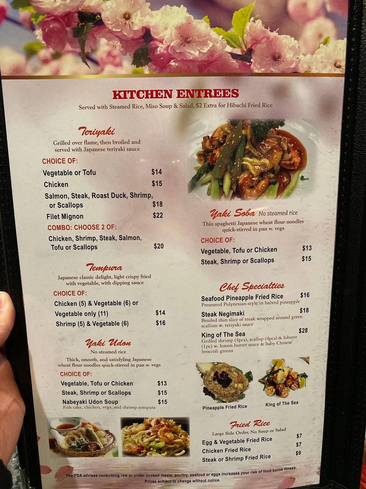 Menu at Sakura Japanese House restaurant, Las Cruces