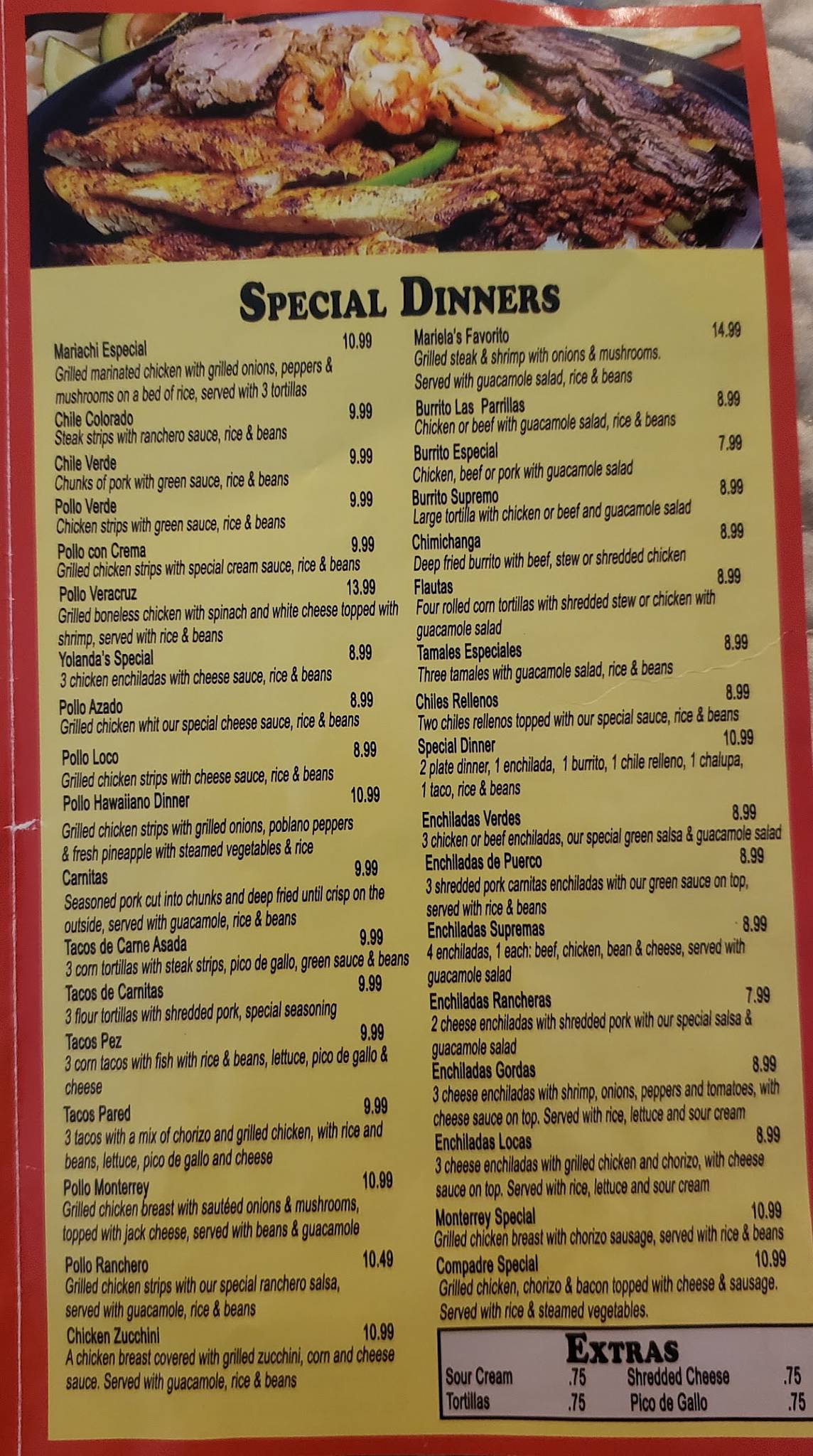 Menu at Las Parrillas Mexican Restaurant, Catoosa, 509 S Cherokee St
