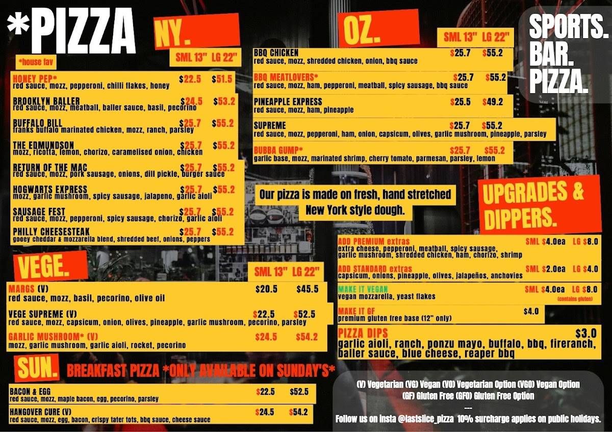 Menu at Last Slice Bunbury restaurant, Bunbury