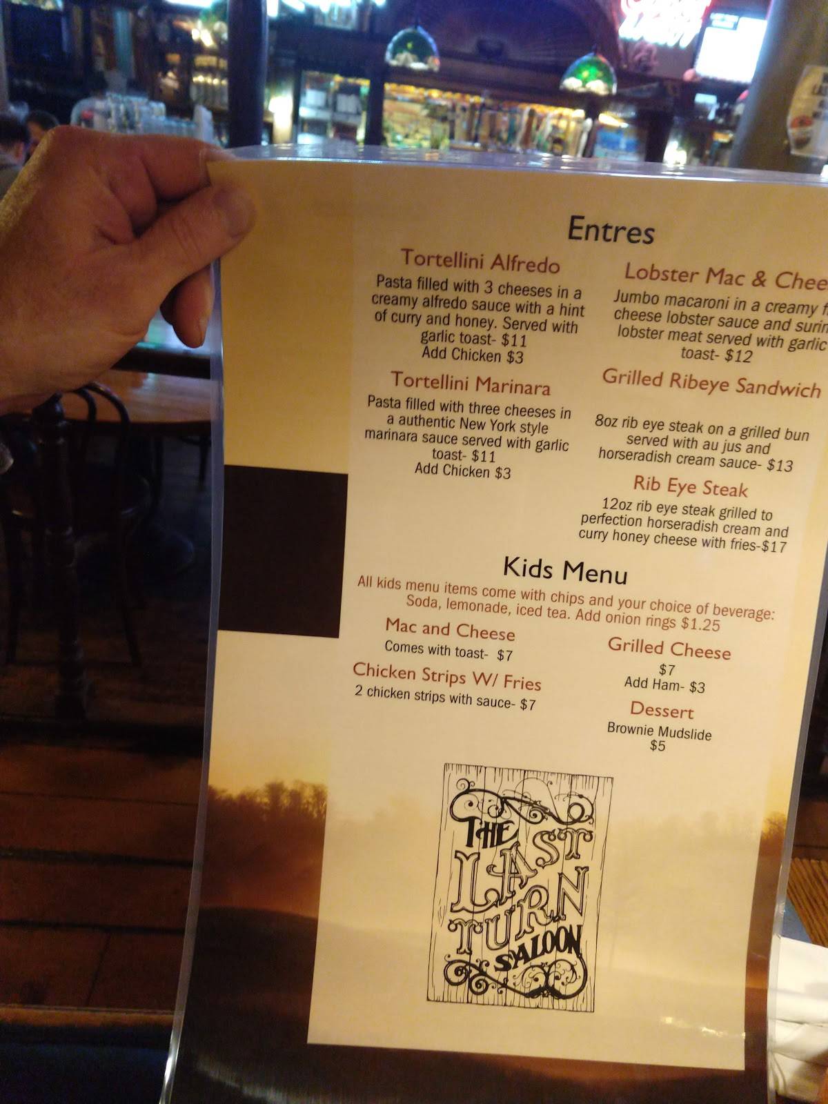 Menu at Last Turn Saloon pub & bar, Brainerd
