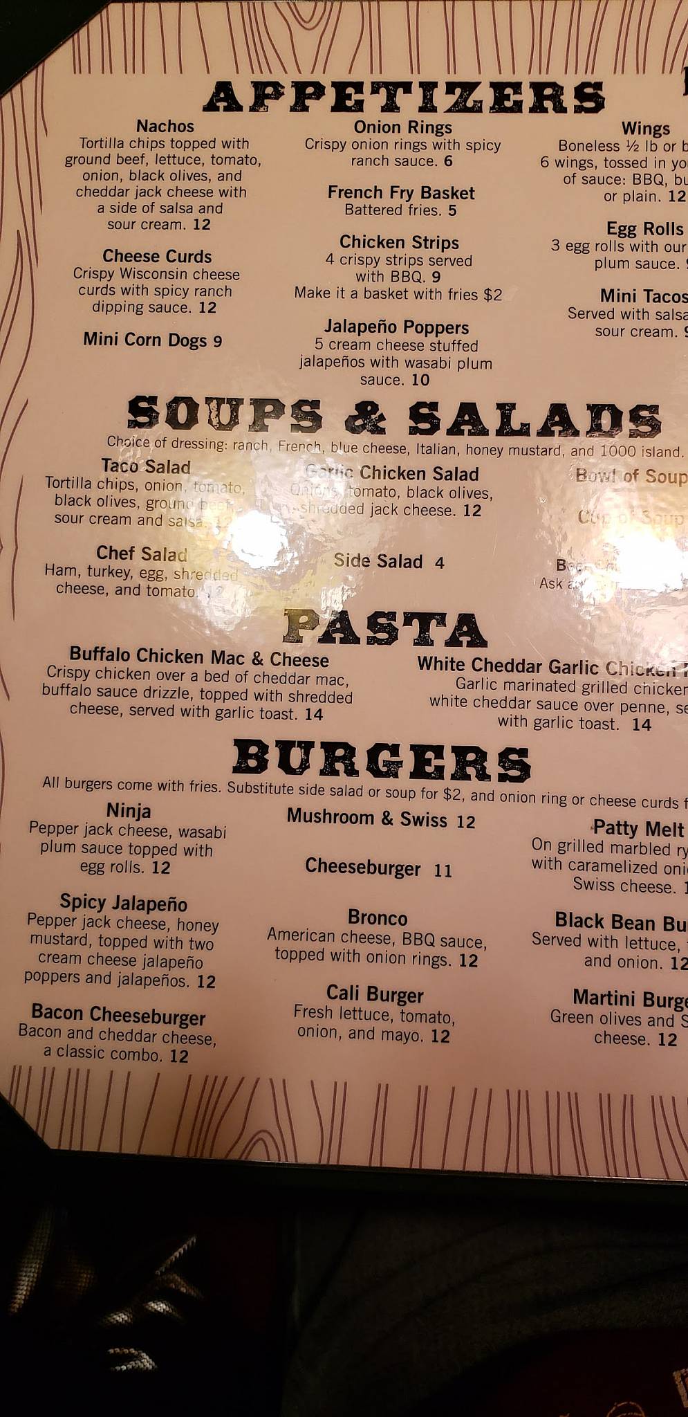 Menu at Last Turn Saloon pub & bar, Brainerd