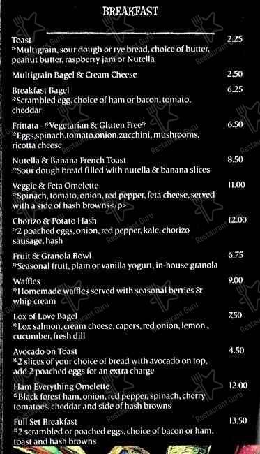 Menu at Laura's Coffee Corner White Rock cafe, White Rock, Pacific Ave