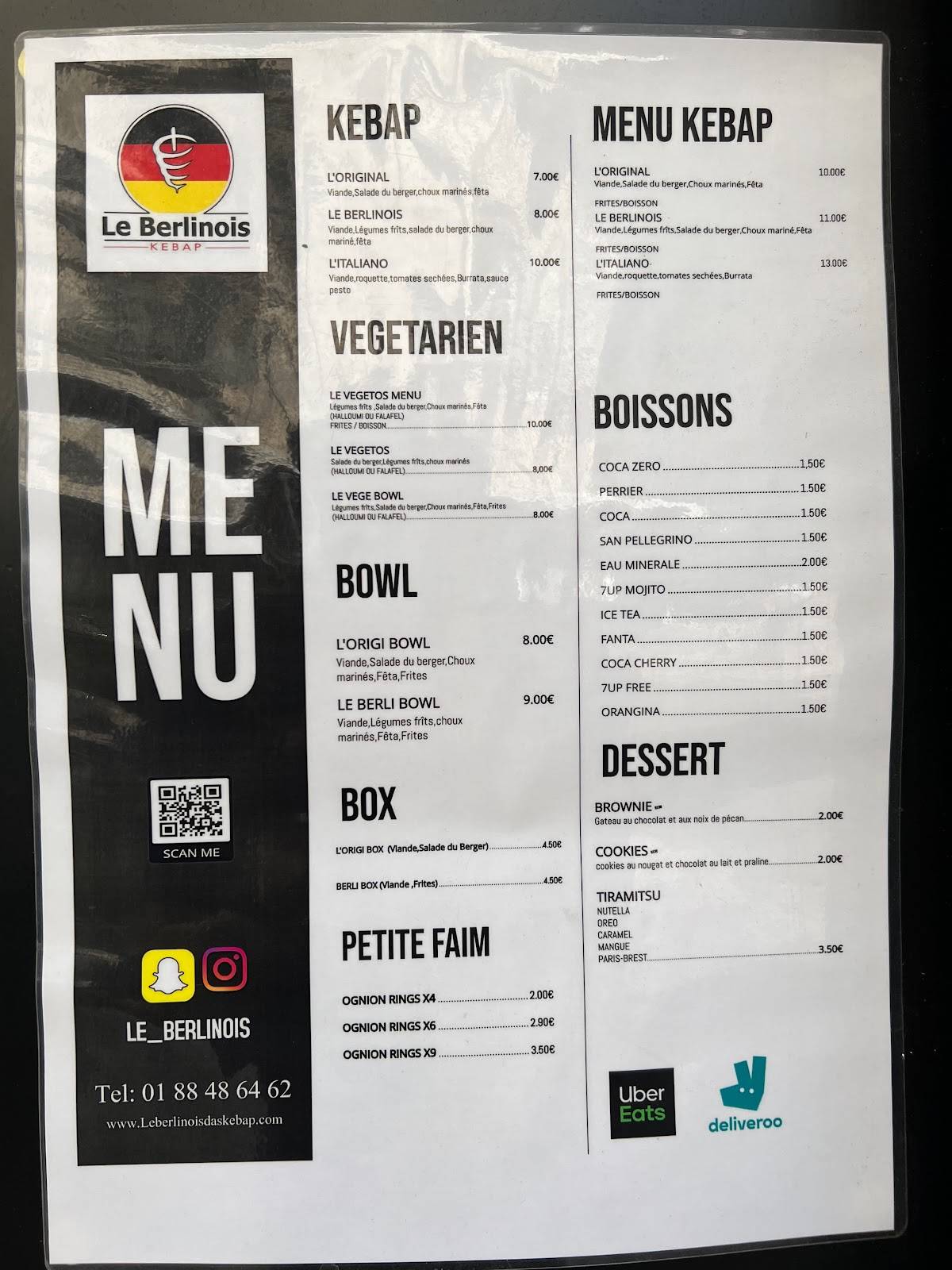 Menu au Le Berlinois - KEBAP restaurant, Paris