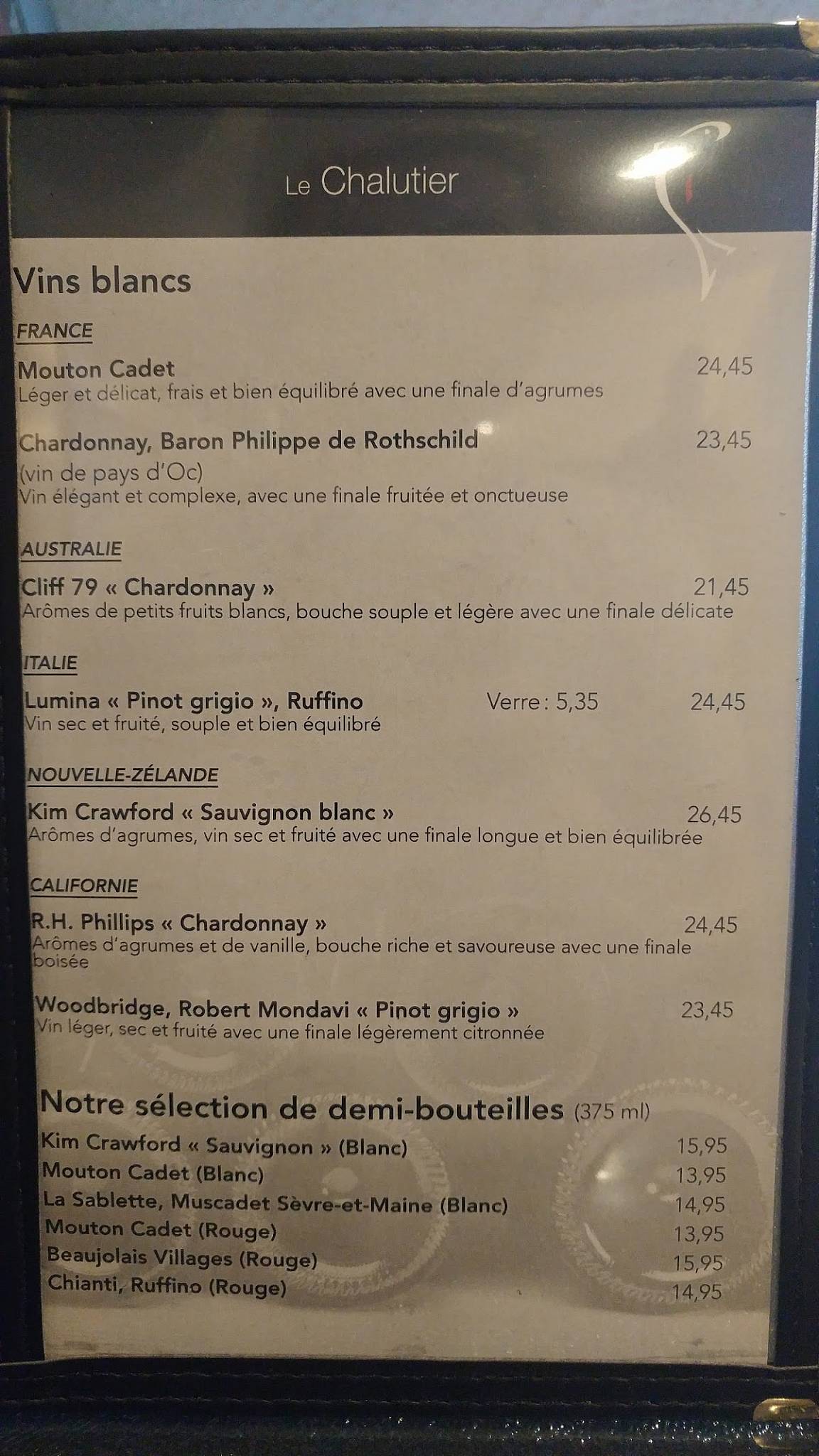 Menu au Le Chalutier MLM restaurant, Laval