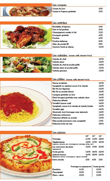 Menu au Le Coq du Quartier restaurant, Longueuil