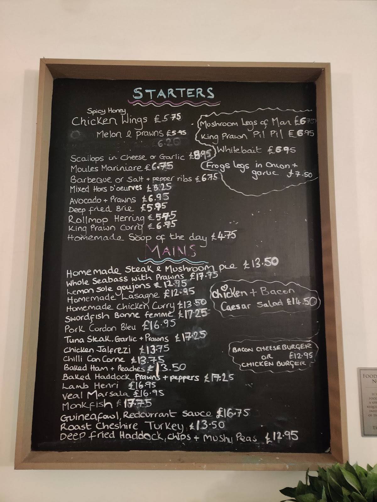 Menu at Legs Of Man pub & bar, Sandbach