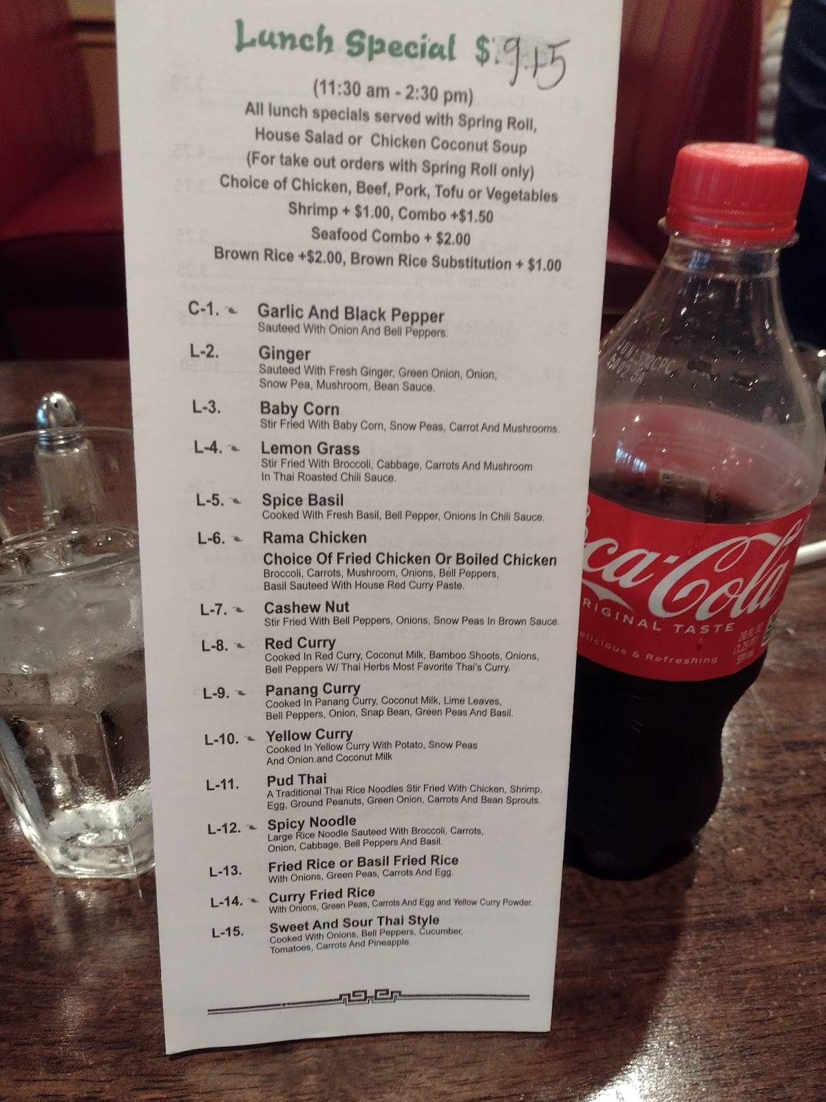 Menu at Lemon Grass Thai Restaurant, Marietta
