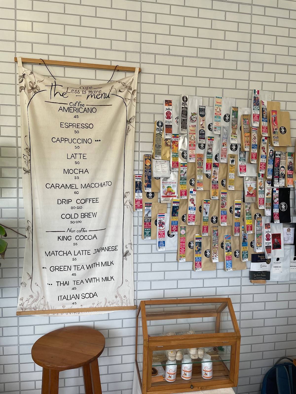 Menu at Less Is More Cafe', Bangkok