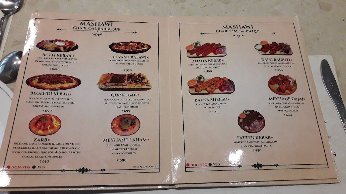 Menu at Levant Turkish Restaurant, Hyderabad