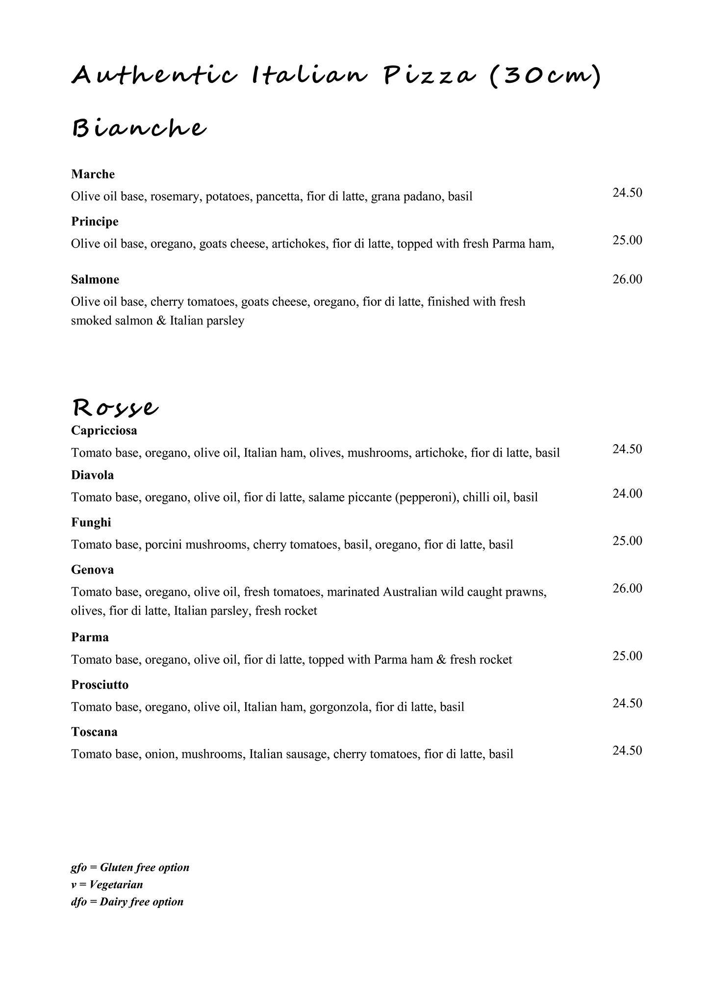 Menu at Lido Italia pizzeria, Manly