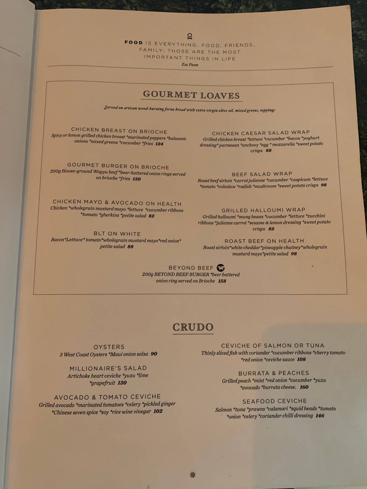 Menu at Life Grand Cafe Waterfront, Cape Town, 2 Pierhead Road