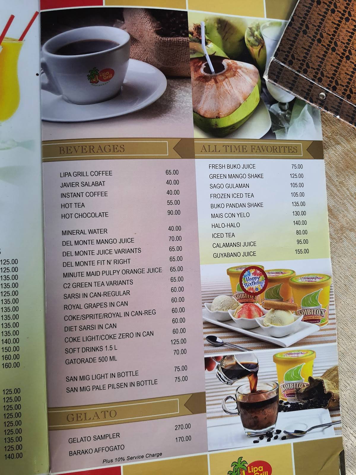 Menu at Lipa Grill restaurant, Lipa