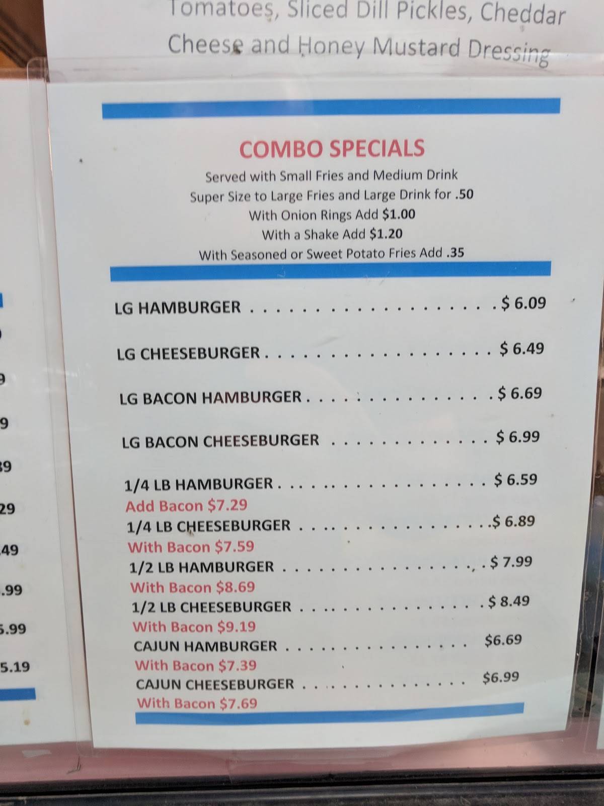 Menu at G & J Drive Inn cafe, Livingston