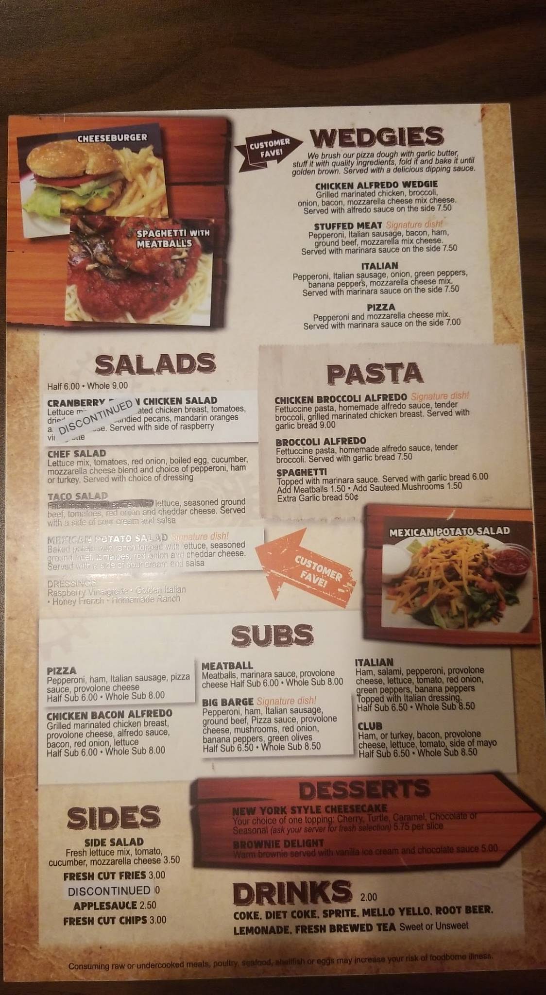 Menu at Lock 9 Pizza pizzeria, Duncan Falls