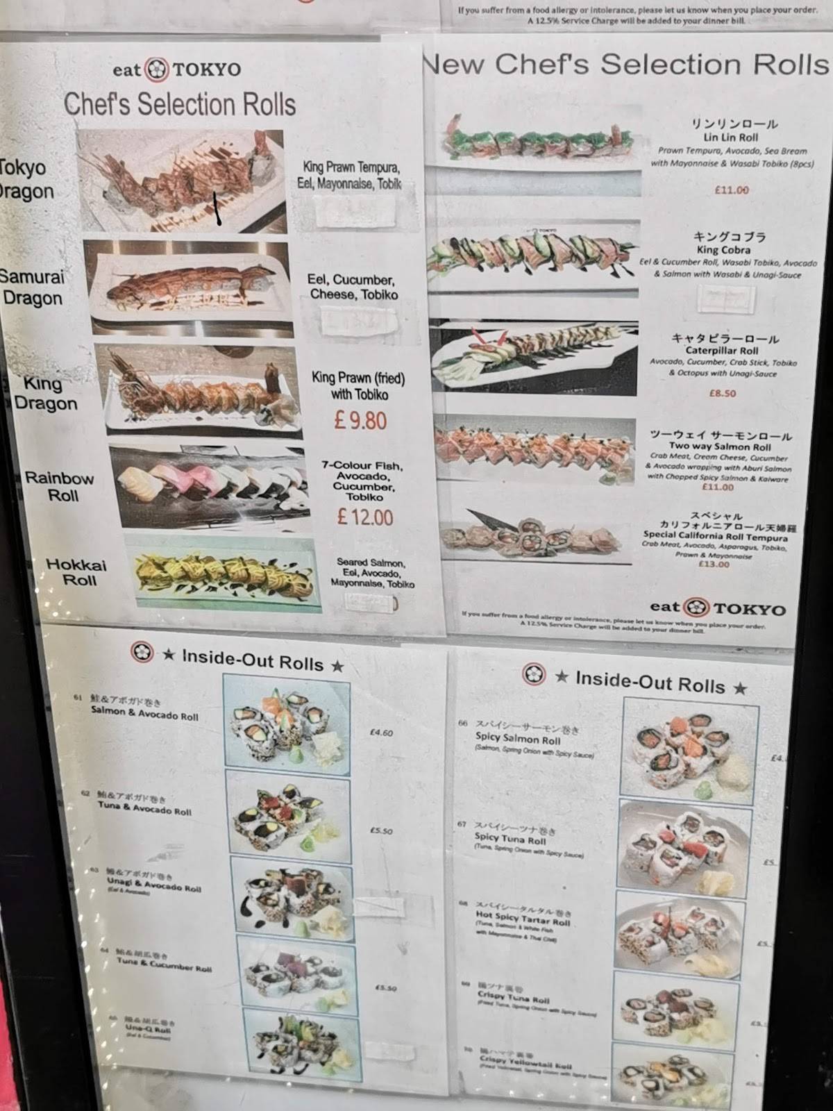 Menu at Eat Tokyo (Soho) restaurant, London, 16 Old Compton St