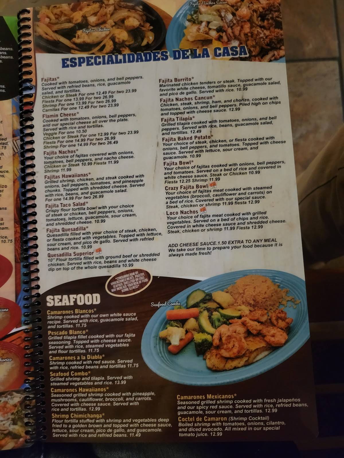 Menu at Los Arcos restaurant, Arab, 326 N Brindlee Mountain Pkwy