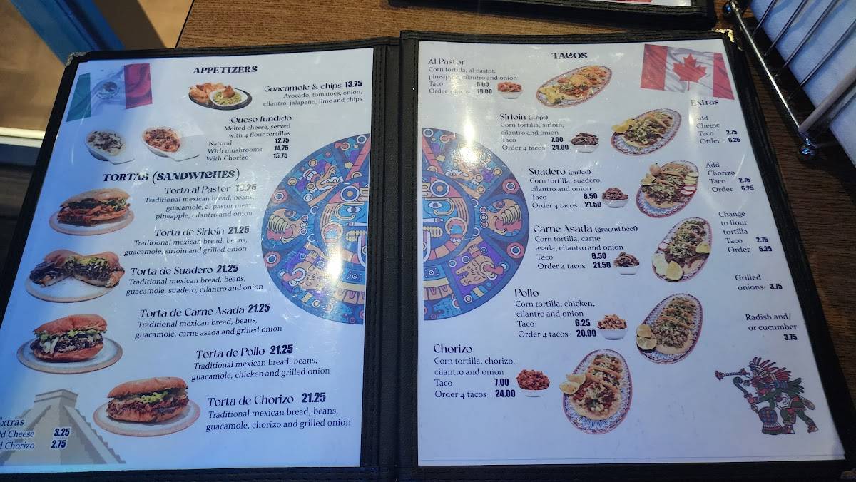 Menu at Los Gyros restaurant, Toronto