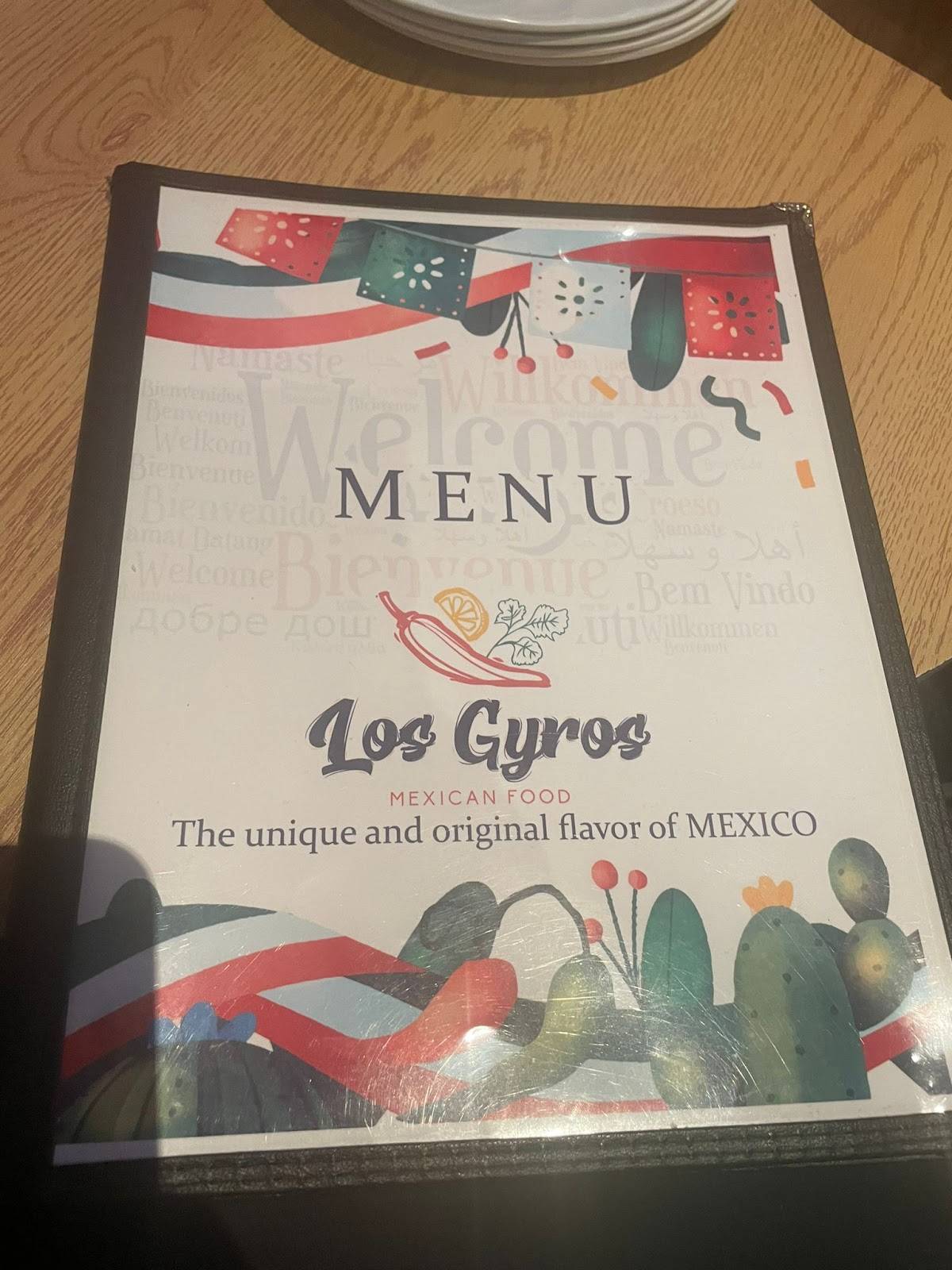 Menu at Los Gyros restaurant, Toronto