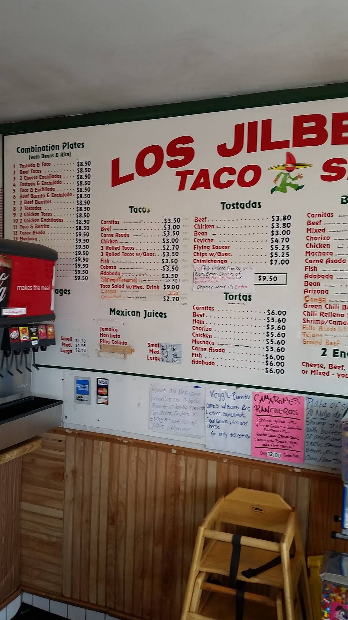 Menu at Los Jilbertos Mexican Fast Food, Wellington