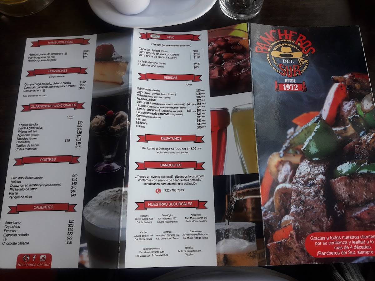 Carta del restaurante Los Rancheros Del Sur, Toluca del Lerdo ...