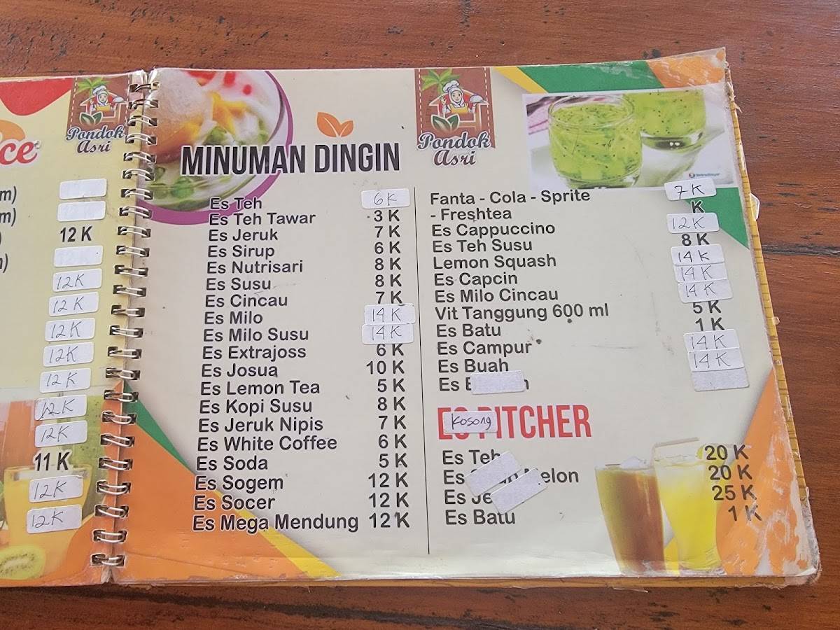Menu at Pondok Asri Restaurant, Lumajang