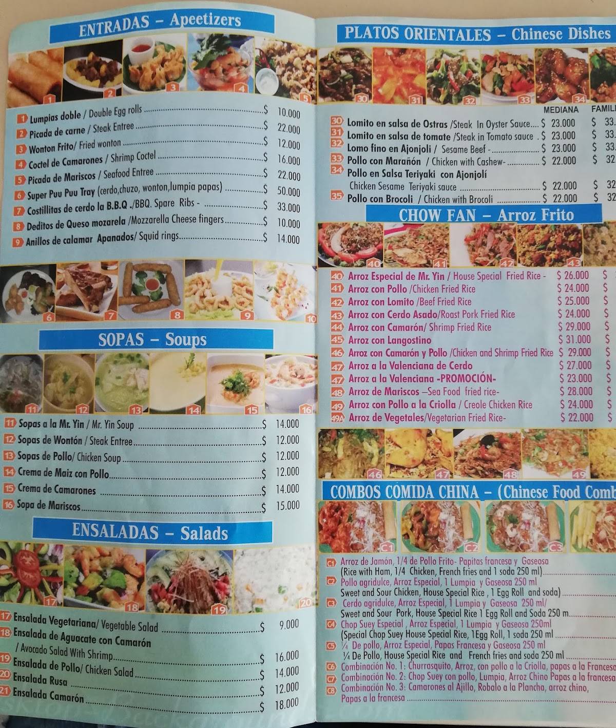 Carta del restaurante MISTER YIN, Barranquilla