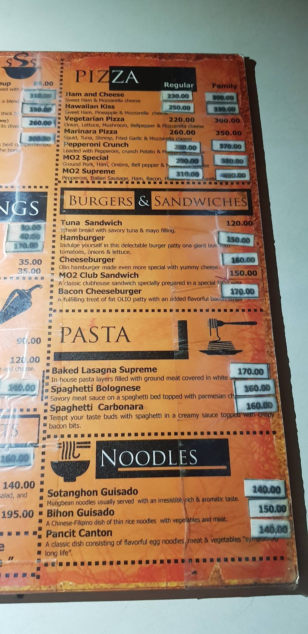 Menu at MO2 Restobar Cebu, Mandaue City, Cebu N Rd