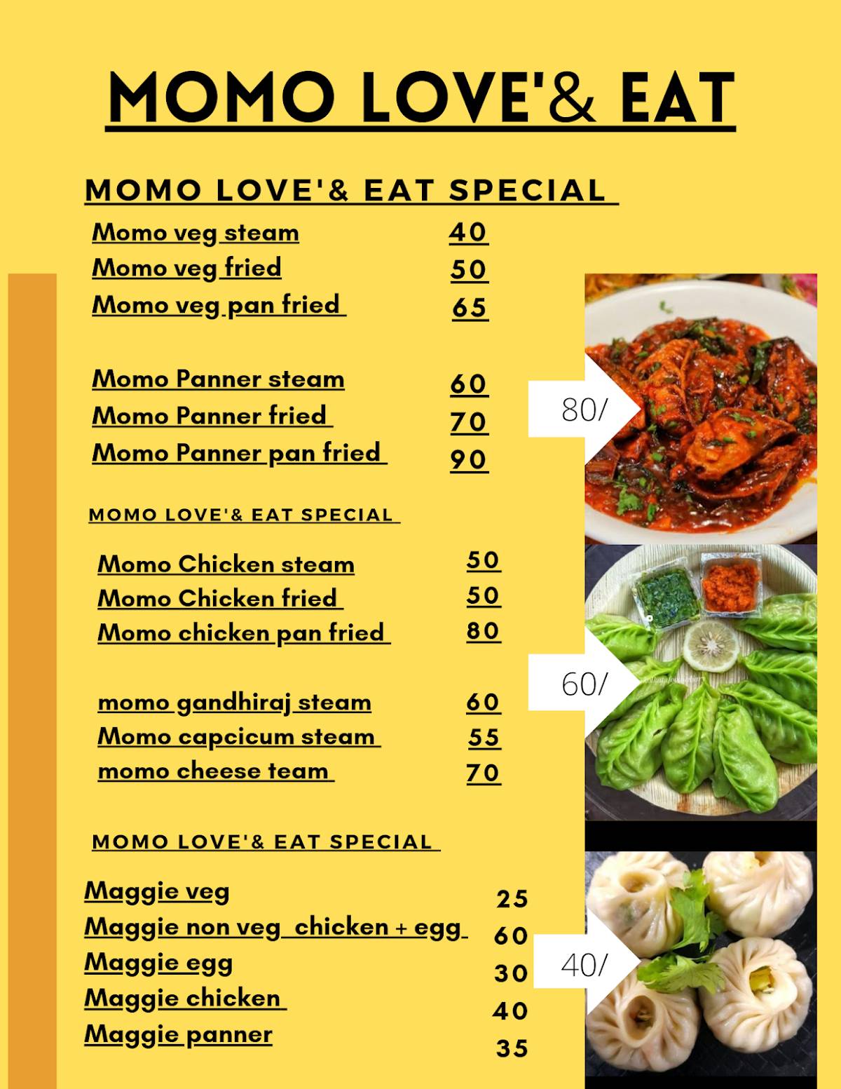 Menu at MOMO LOVE'& EAT, Kolkata