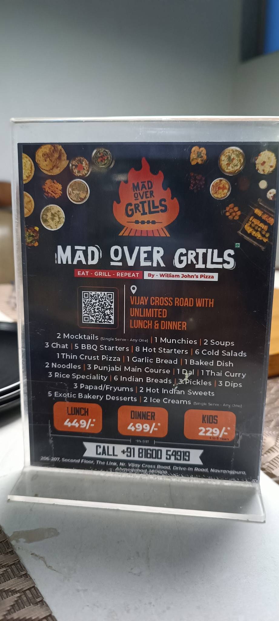 Menu at Mad Over Grills(Vijay Cross Road), Ahmedabad