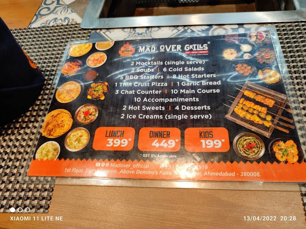 Menu at Mad over grills (Maninagar), Ahmedabad, 1st FLOOR