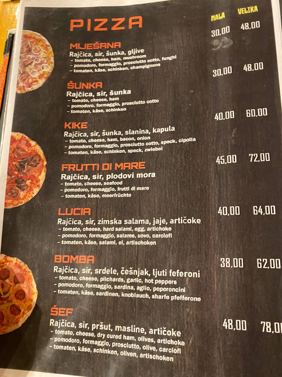Menu at Maestro Food&Bar, Šibenik