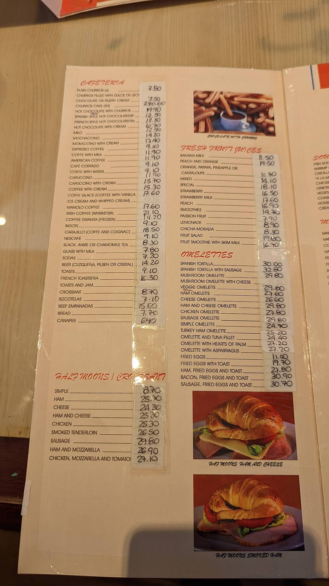Carta del restaurante Manolo, Miraflores, Av. José Larco 608