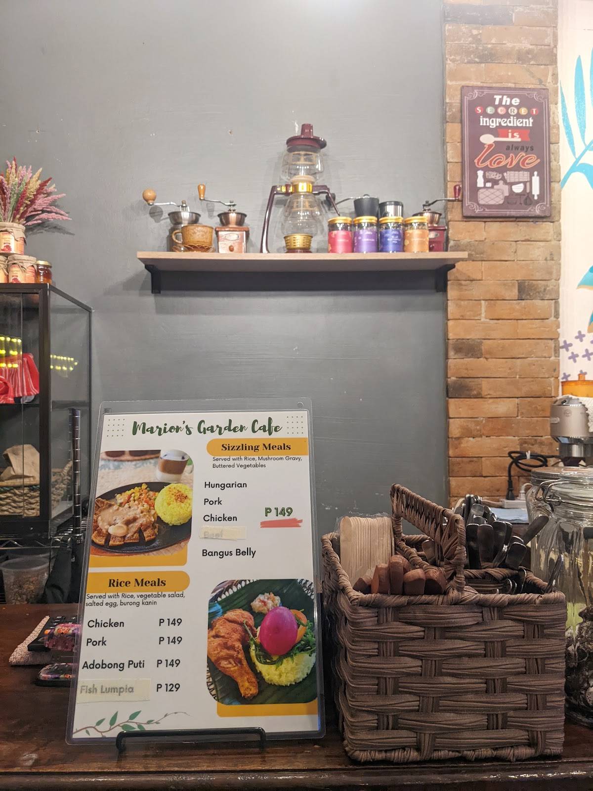 Menu at Marion's Garden restaurant, Sorsogon City
