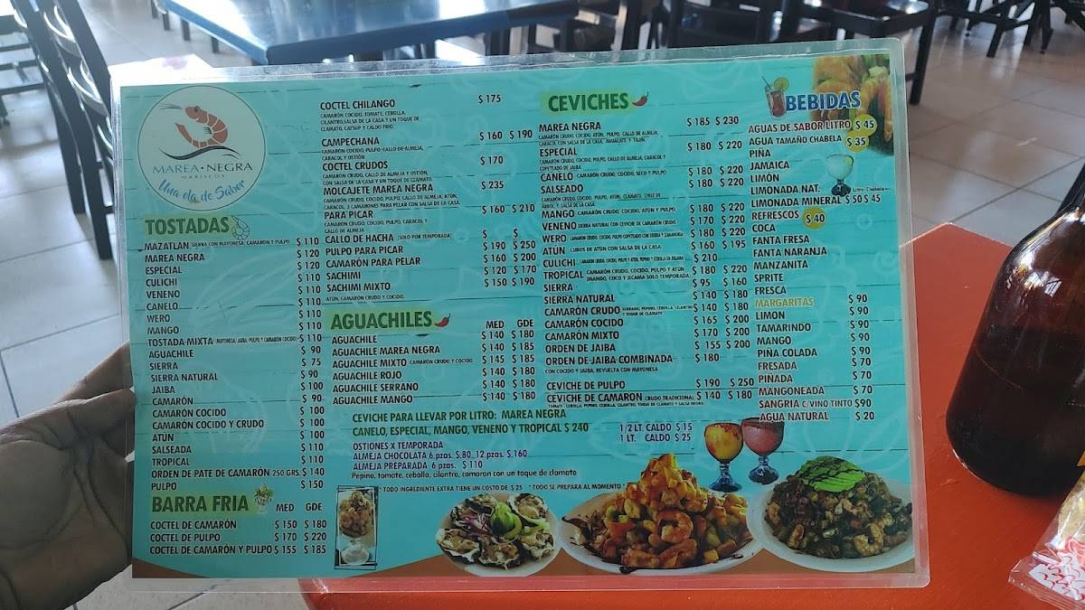 Carta del restaurante Mariscos marea negra real pacifico, Mazatlán