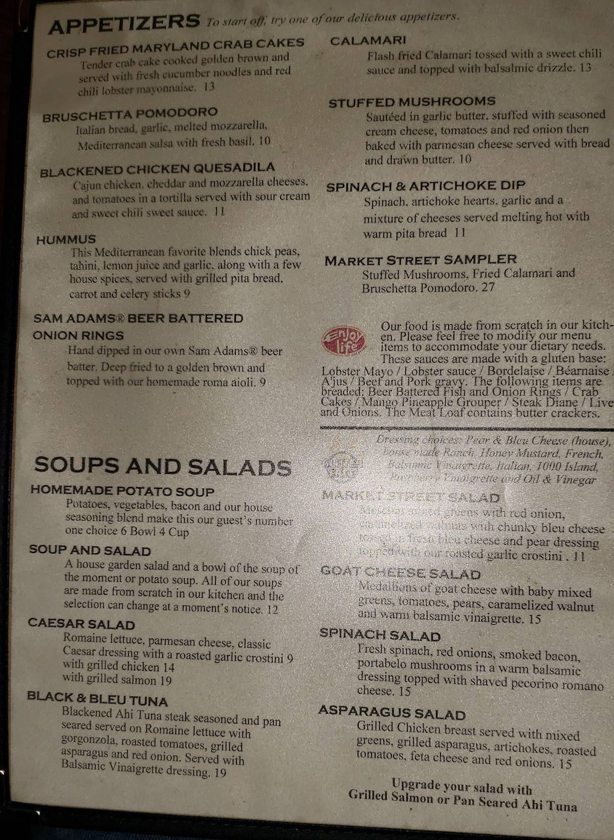 Menu at Market Street Grille restaurant, Harrison, 205 Harrison Ave