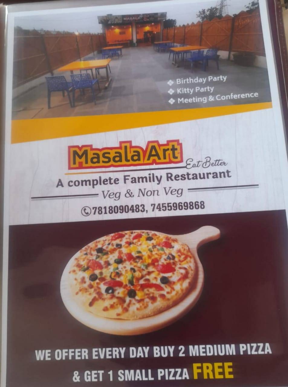 Menu at Masala Art, Rishikesh