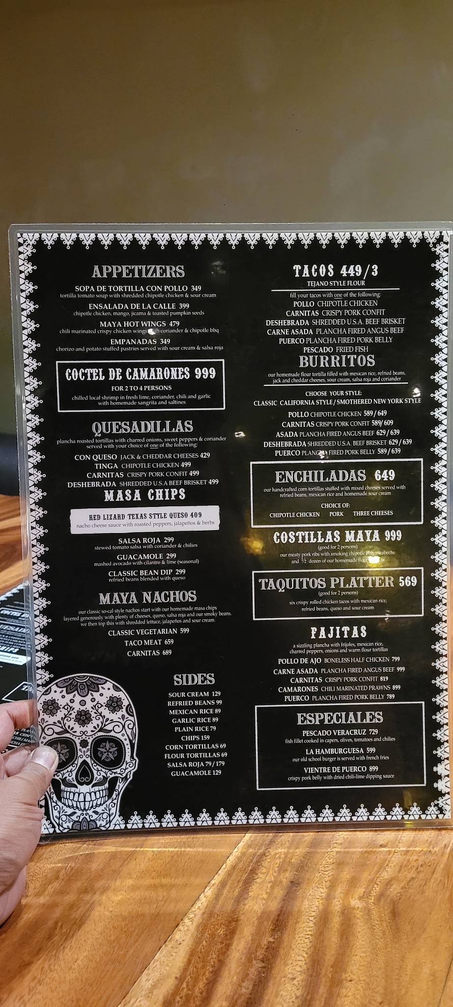 Menu at Maya Mexican Restaurant, Cebu City, Crossroads Mall