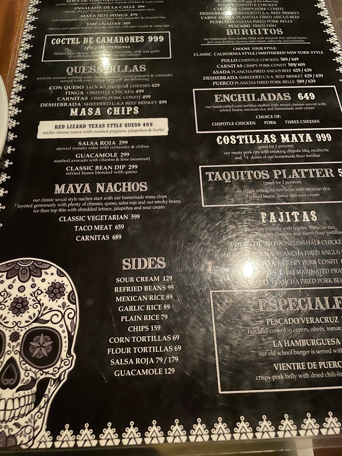 Menu at Maya Mexican Restaurant, Cebu City, Crossroads Mall