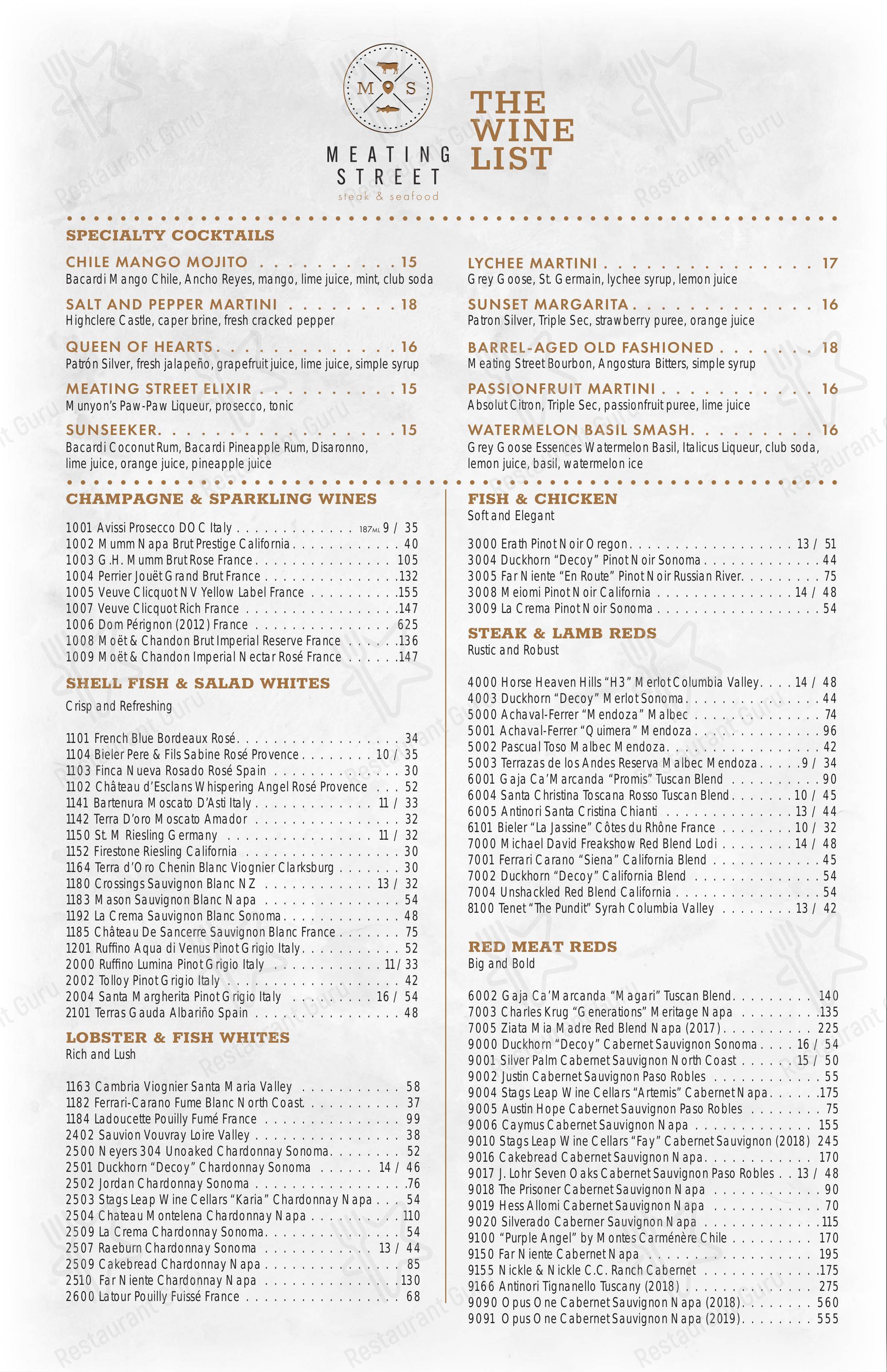 Menu at Meating Street Seafood & Steakhouse, Port St. Lucie