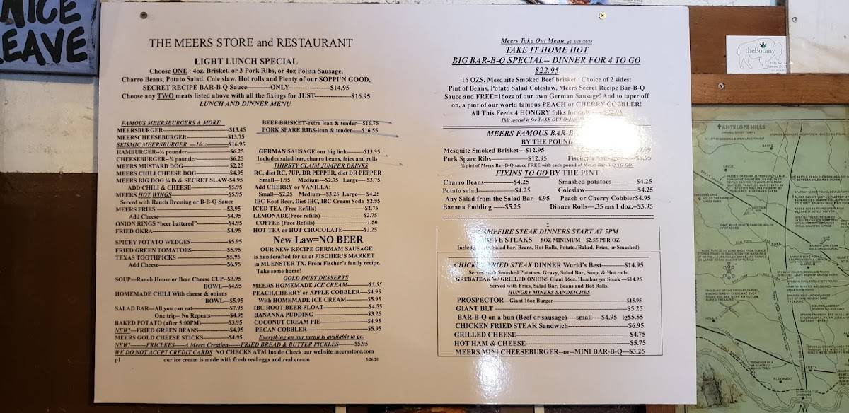 Menu at Meers Store and Restaurant, Meers